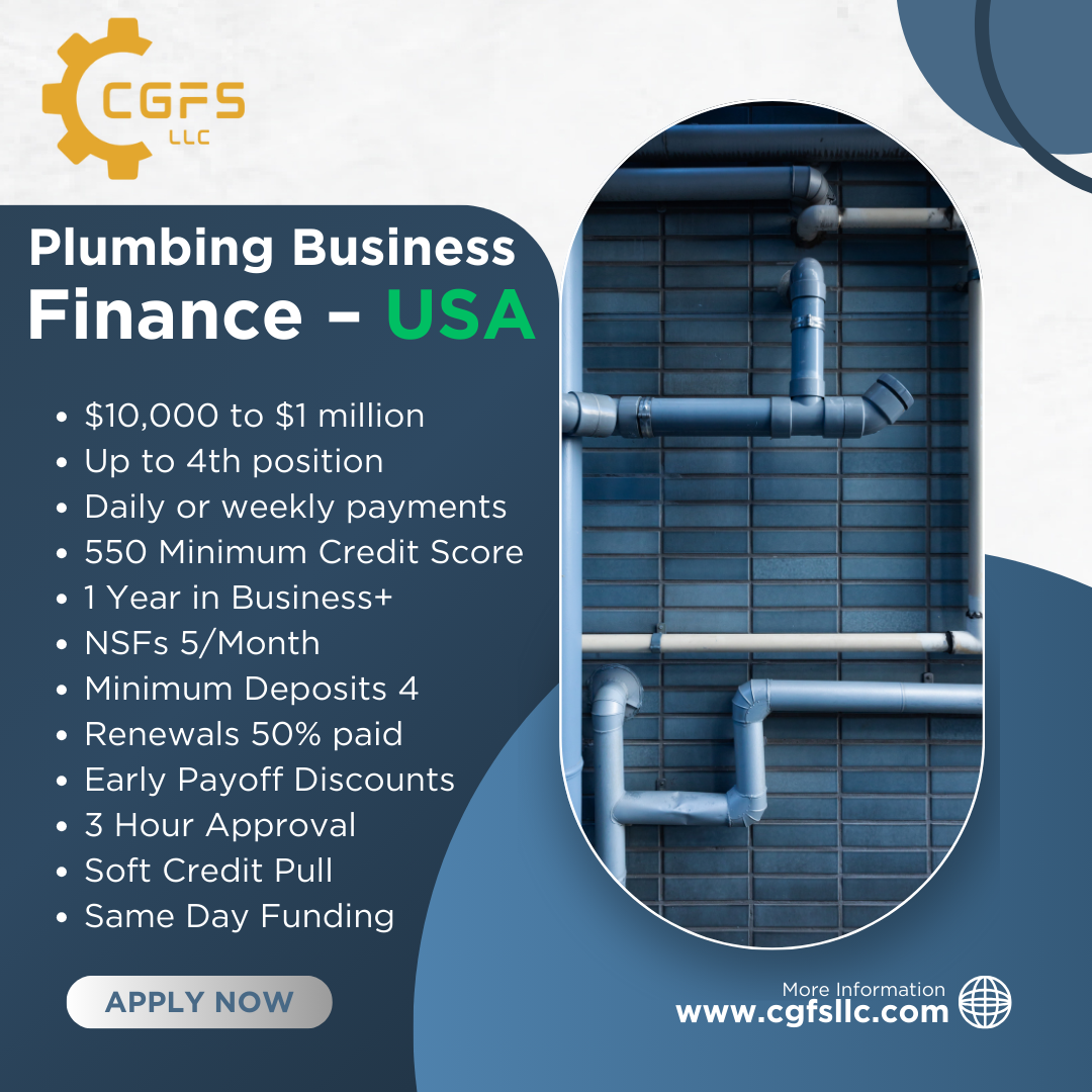 Plumbing Business Finance Available – USA – CGFS, LLC